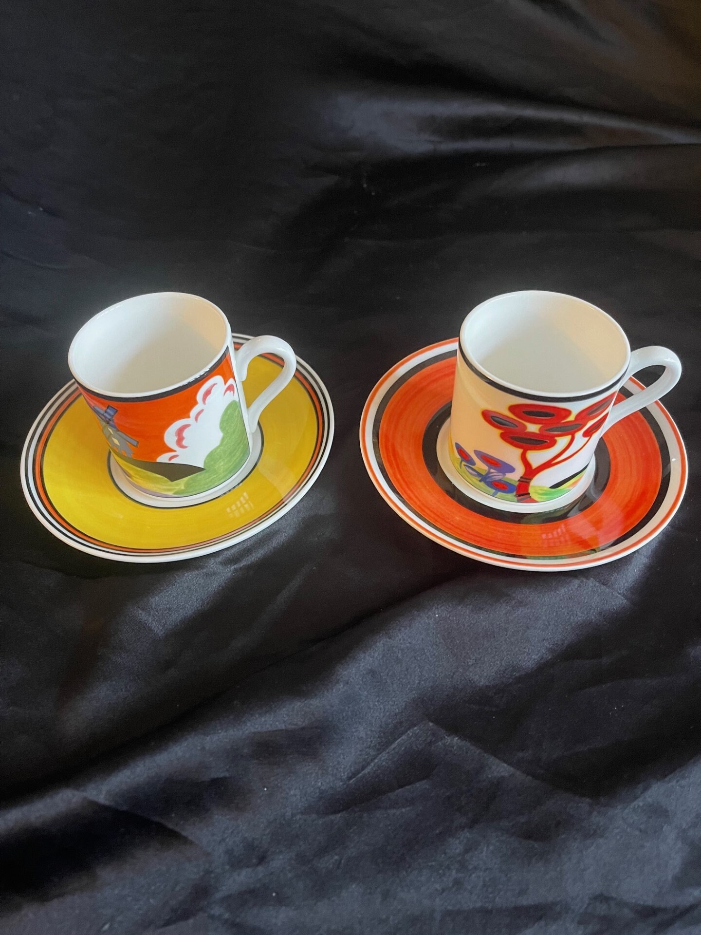 Clarice Cliff Coffee Set With "cornwall" Coffee Pot and Demitasses ...