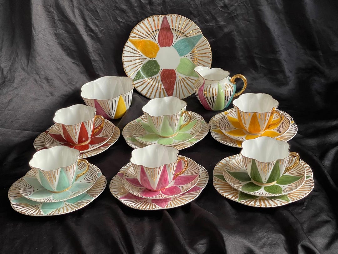 Shelley "harlequin" Tea Set. 1950's. Stunning. Rare Pattern in "daisy ...