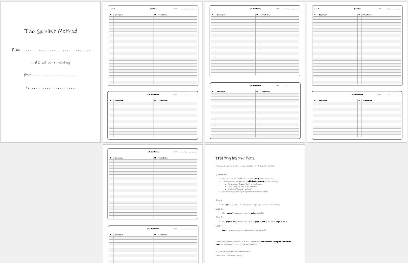 The Goldlist Method Notebook Printable Template in PDF A4 - Etsy Finland