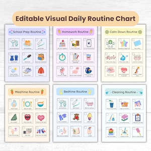6 Visual Routine Chart for Kids: Editable Daily Task Schedule ...