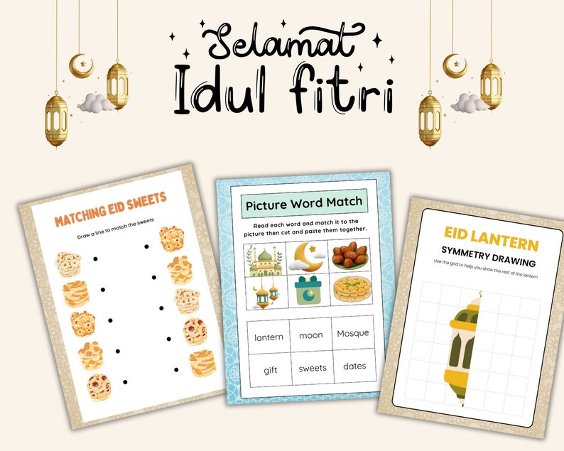 Eid Al-fitr Activity Printable, Ramadan Worksheets, Muslim Eid With ...
