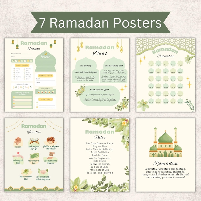 7 Digital Ramadan Posters Collection: Ramadan Rules, Calendar, Mubarak ...
