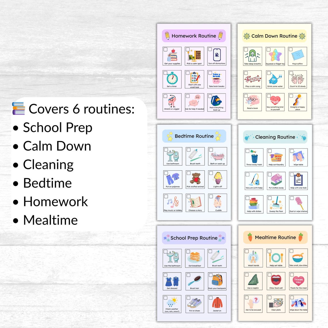 6 Visual Routine Chart for Kids: Editable Daily Task Schedule ...