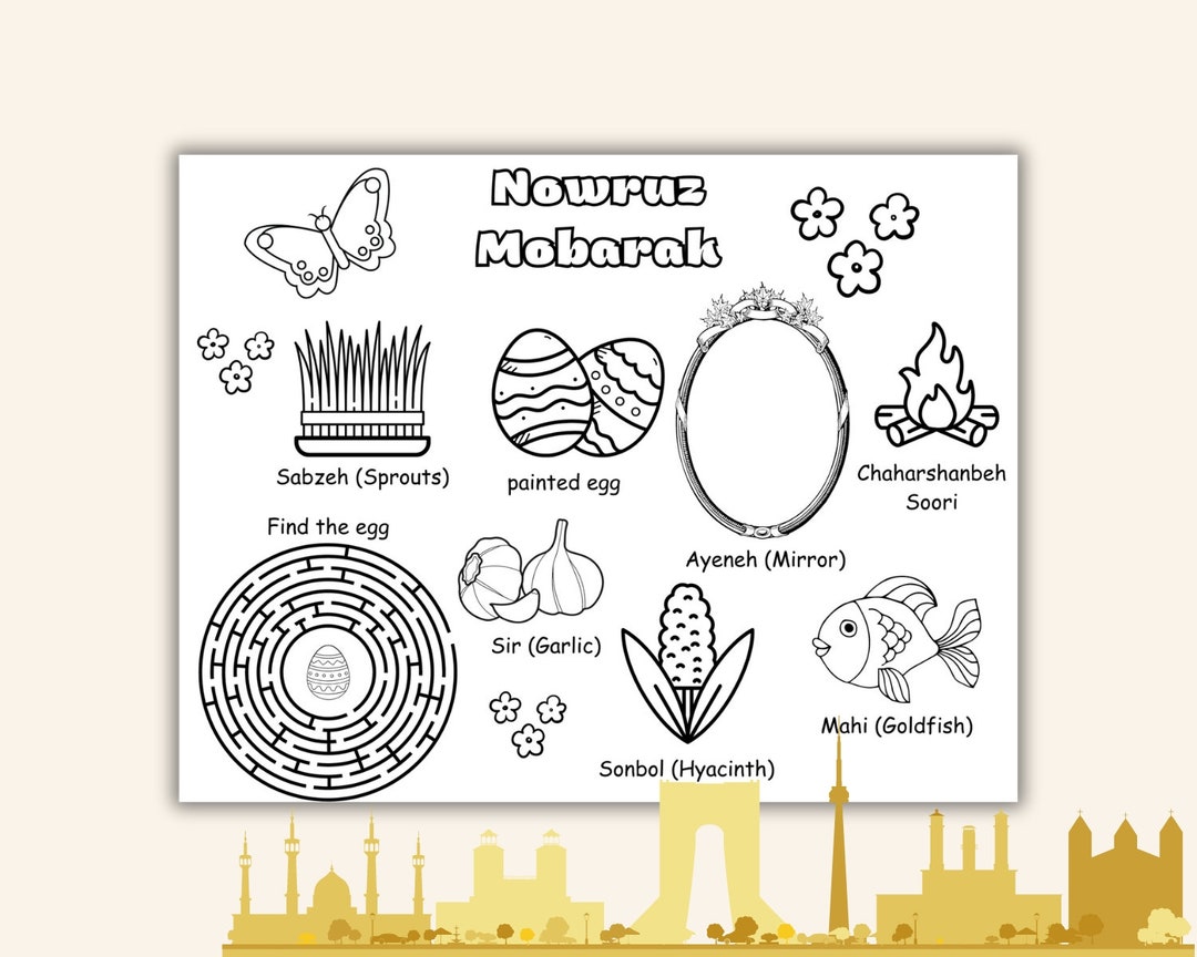 Nowruz Activity Coloring Sheet Placemat Learning About Nowruz and Haft ...