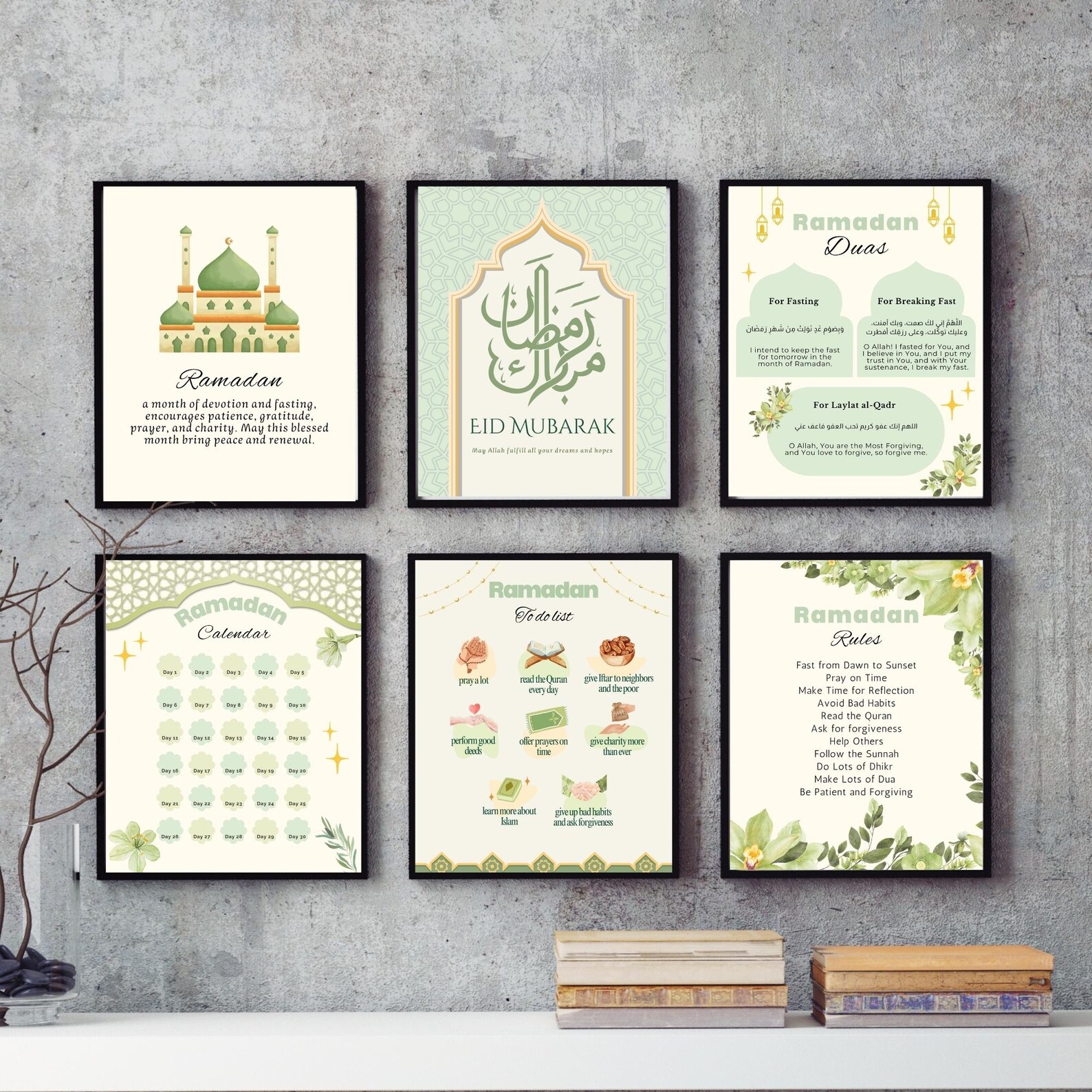 7 Digital Ramadan Posters Collection: Ramadan Rules, Calendar, Mubarak ...