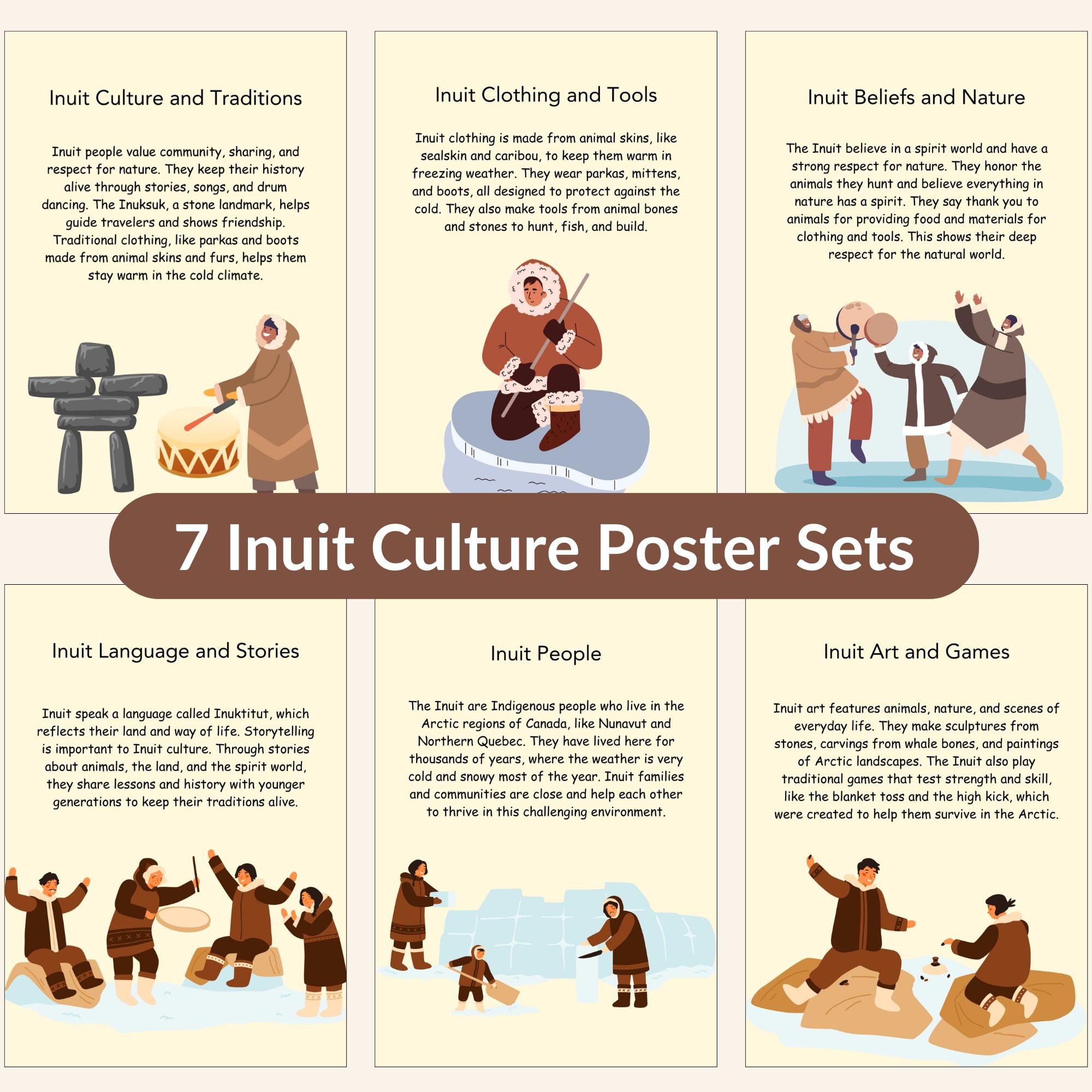 Inuit Cultural Posters Set | 7 Digital Prints Celebrating Inuit ...
