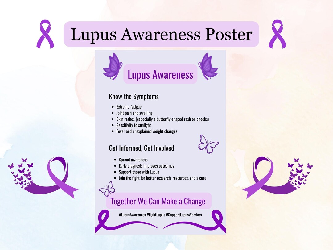 Raise Lupus Awareness, Printable Informative Poster, Symptoms and ...