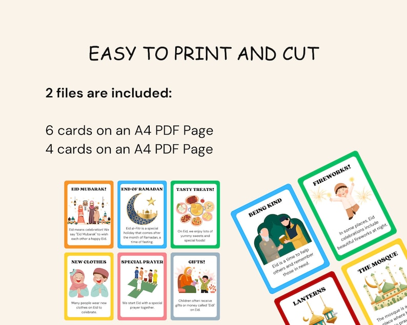 12 Eid Al-fitr Flashcards for Kids, Ramadan Mubarak, Islamic Prayers ...