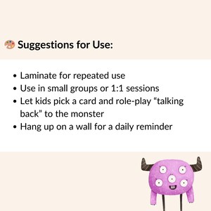Printable Thought Monster Cards: CBT Coping Strategies for Kids ...