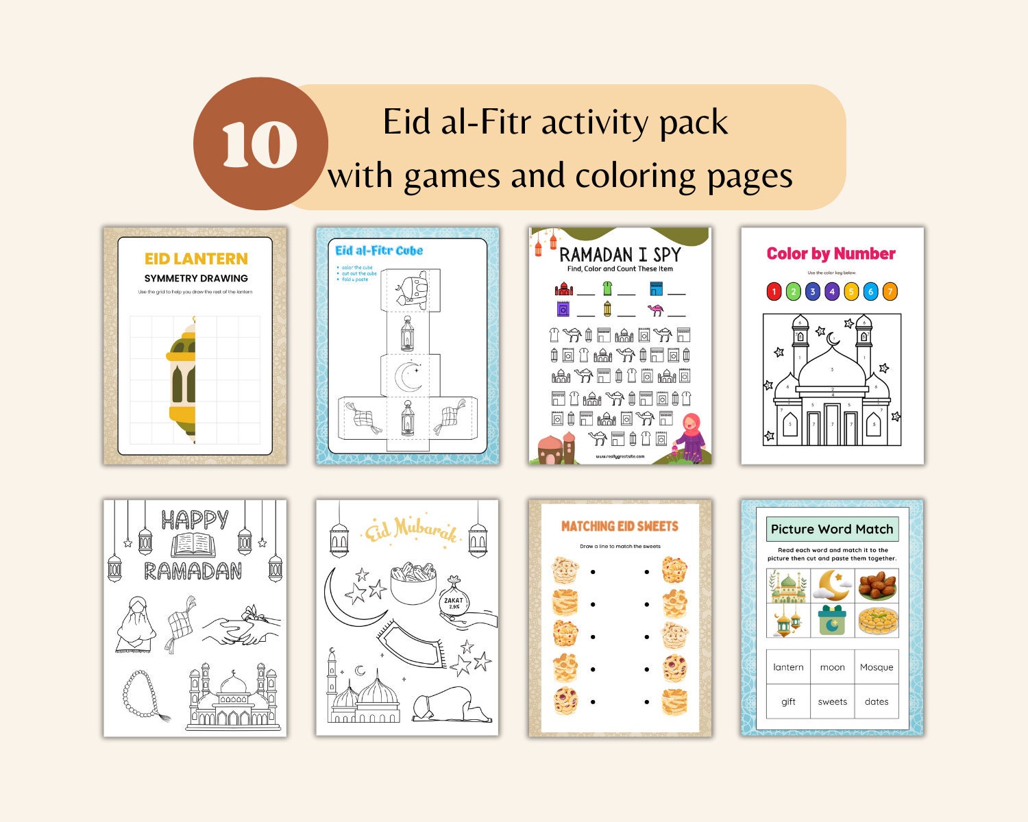 Eid Al-fitr Activity Printable, Ramadan Worksheets, Muslim Eid With ...