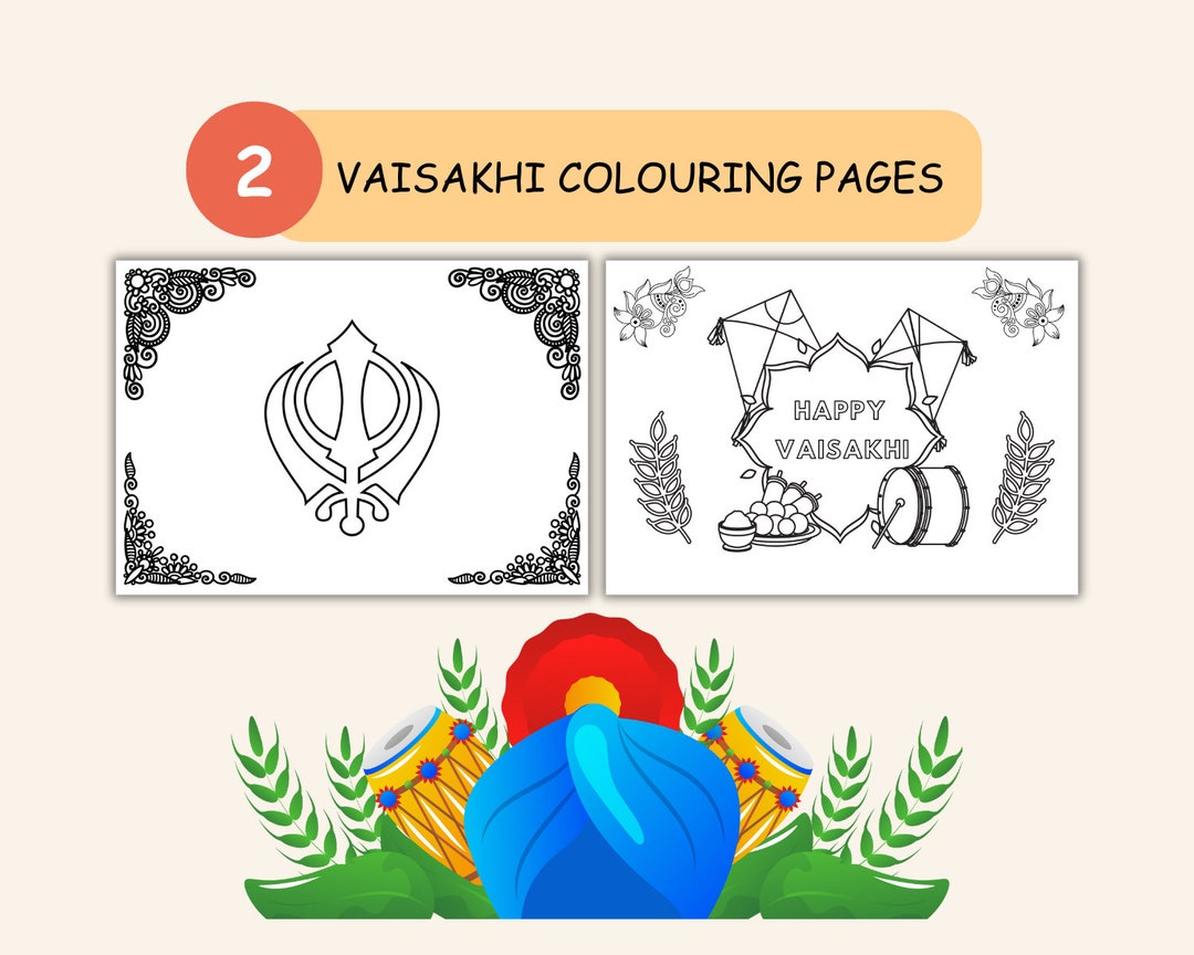 2 Vaisakhi Khalsa Coloring Pages! Printable Baisakhi Traditions for ...