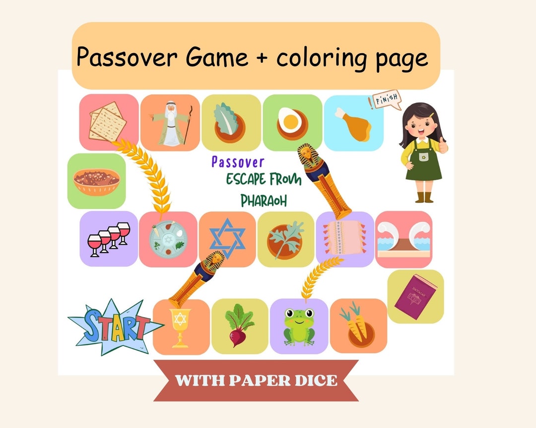Passover Game With Coloring Page Activity Set Snakes & Ladders, DIY ...