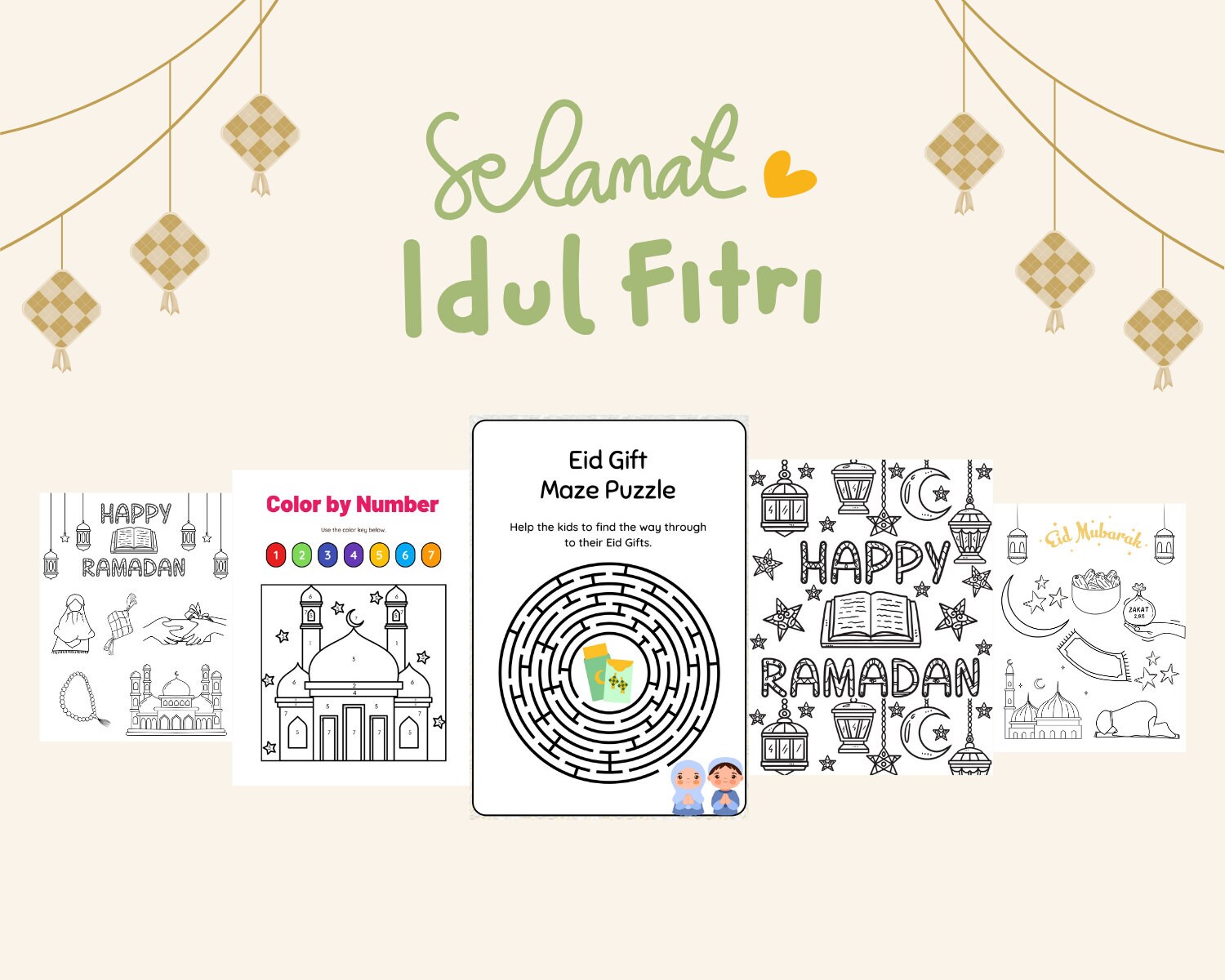 Eid Al-fitr Activity Printable, Ramadan Worksheets, Muslim Eid With ...