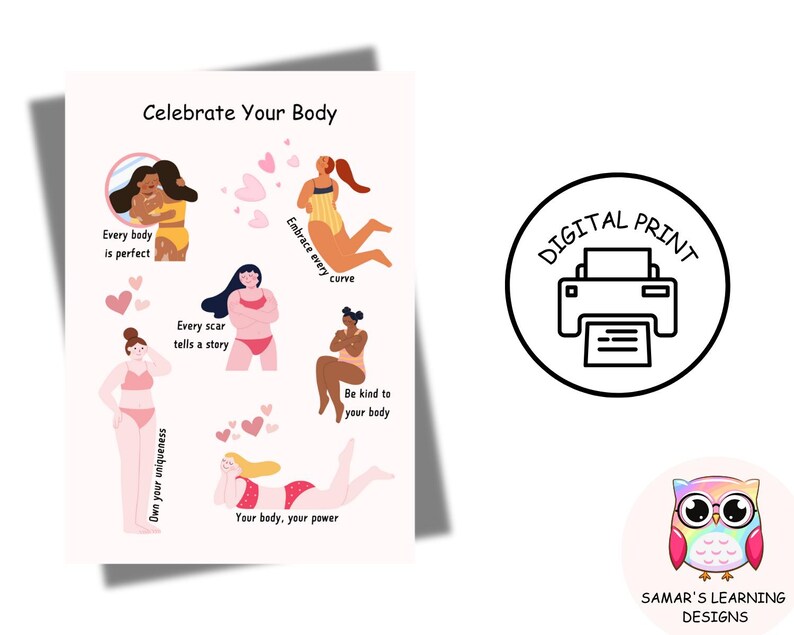 Love Your Body Printable Poster, Celebrate Body Positivity Wall Art ...