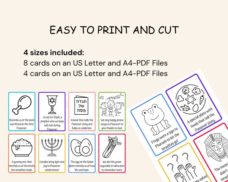 Passover Flashcards for Kids! Matzah, Seder, Moses, Maror, Plagues ...