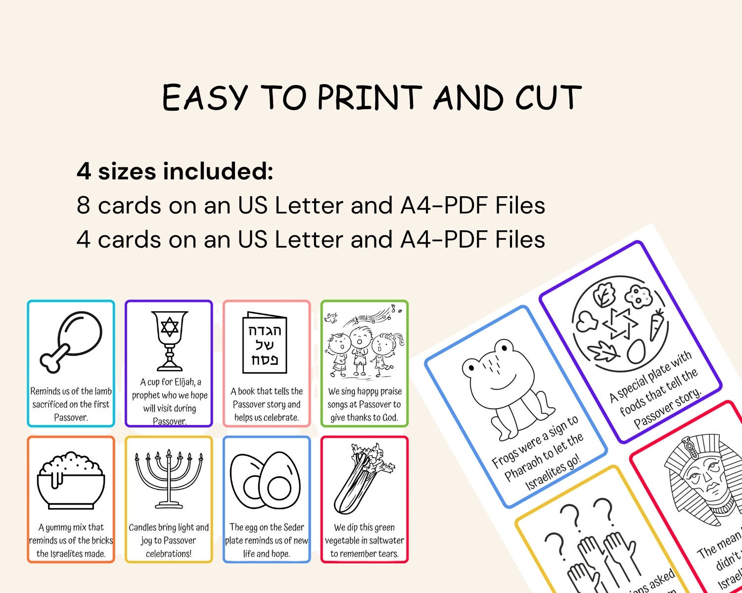 Passover Flashcards for Kids! Matzah, Seder, Moses, Maror, Plagues ...