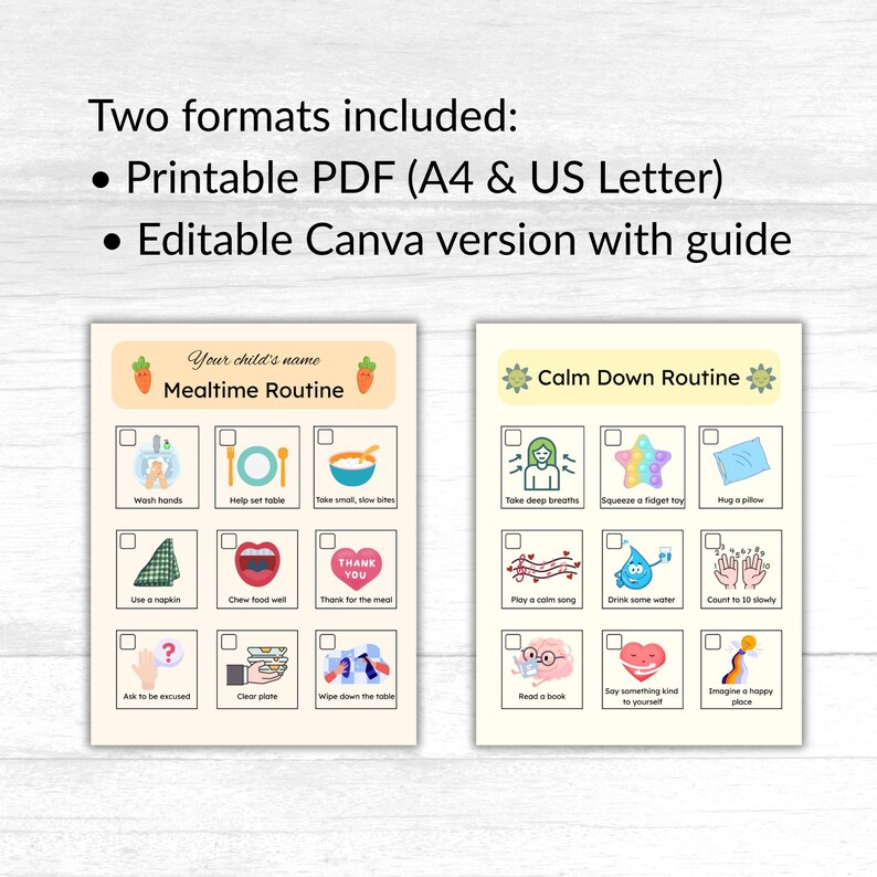 Editable Visual Routine Chart for Kids | Morning Evening Daily Task ...