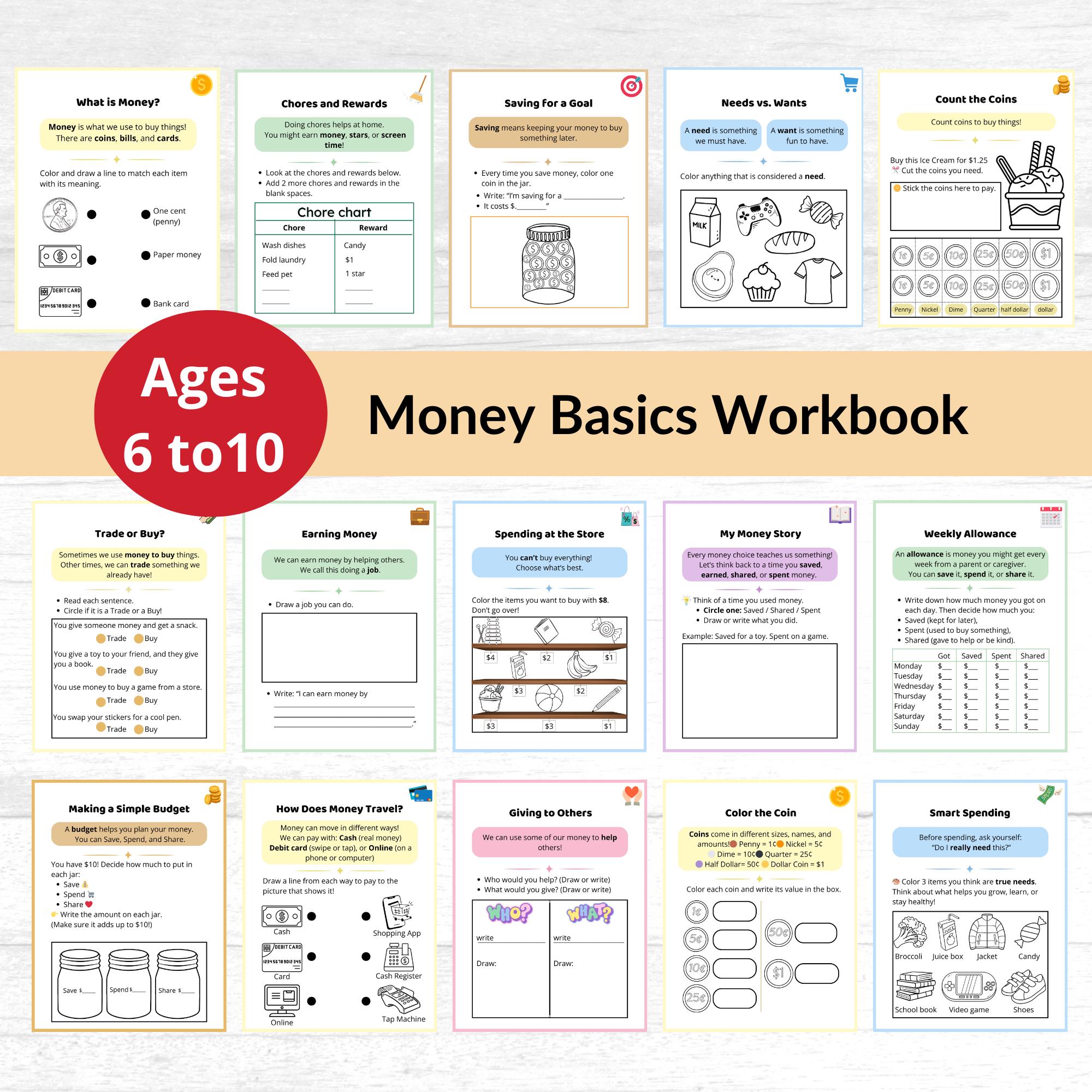 17 Kids Money Skills Worksheets | Financial Literacy Activities for ...