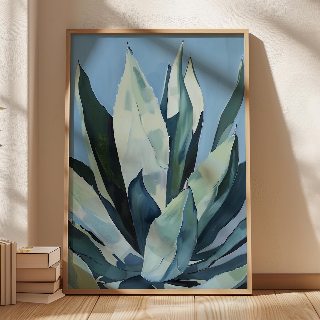 Mexican Agave Plant Wall Art, Tequila Home Decor, Vintage Oil Painting ...
