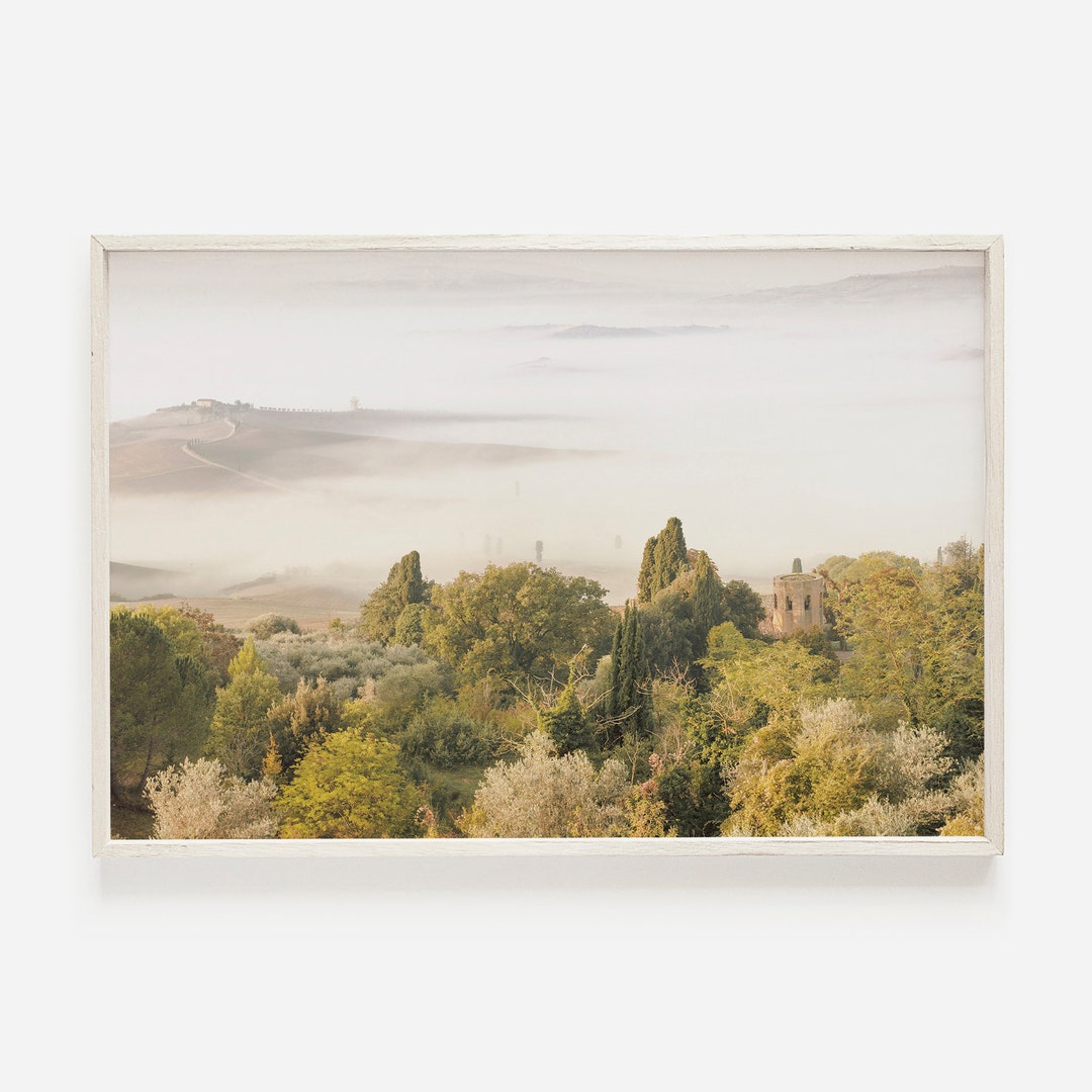 Foggy Tuscan Morning Print, Architecture Photo, Winery Estate Poster ...