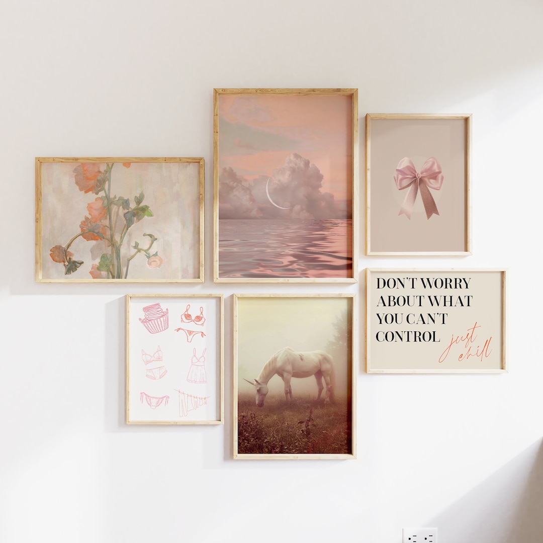BUNDLE of 6 Coquette Prints | Feminine Wall Art | Trendy Apartment ...