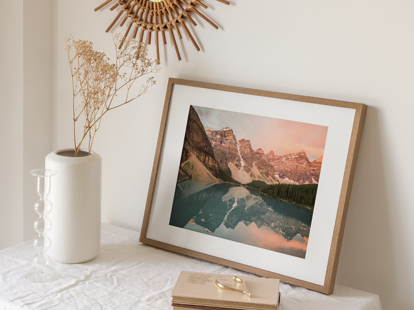 Banff Lake Sunset, Canadian Scenery, Pink Mountain Sunset Print, Banff ...
