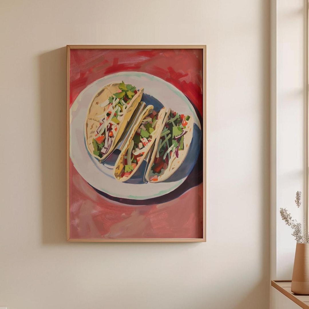 Plate of Tacos Wall Art, Al Pastor Tacos Painting, Mexican Cuisine ...