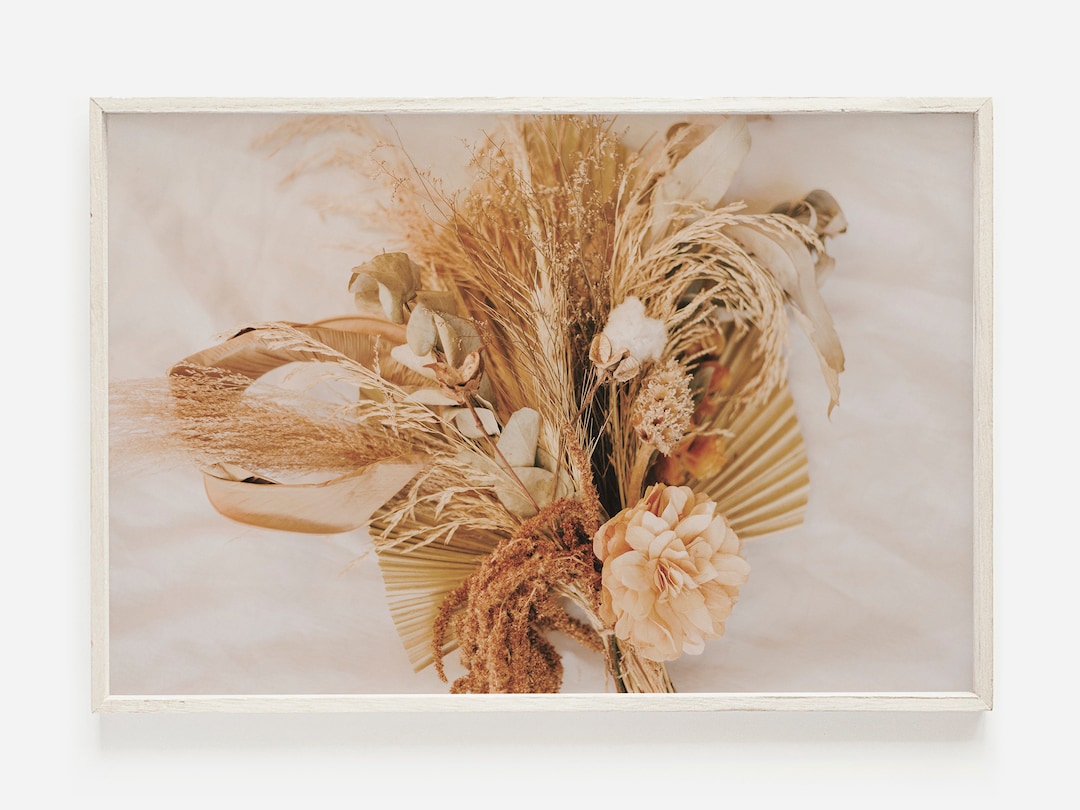 Flower Bouquet Poster, Boho Floral Photo, Dried Flower Print, Boho ...