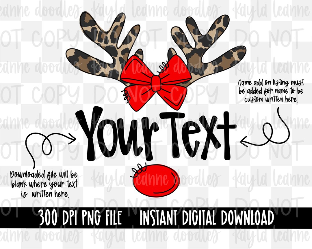 Leopard Rudolph, Custom Name Design, Monogram, Christmas, PNG ...