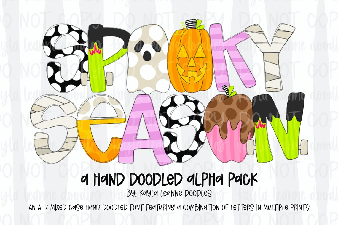 Spooky Season Alpha Pack, Halloween, Doodle Font, Procreate Font, Cute ...