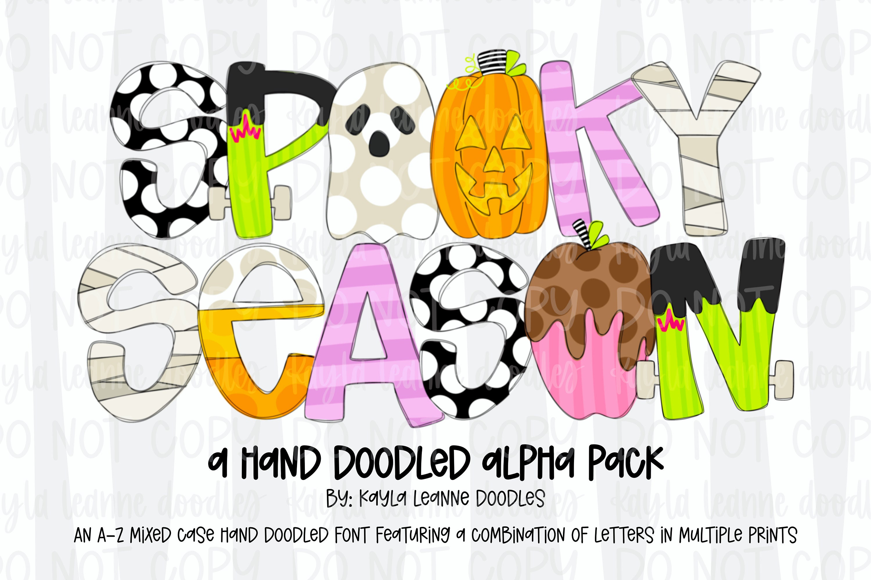 Spooky Season Alpha Pack, Halloween, Doodle Font, Procreate Font, Cute ...