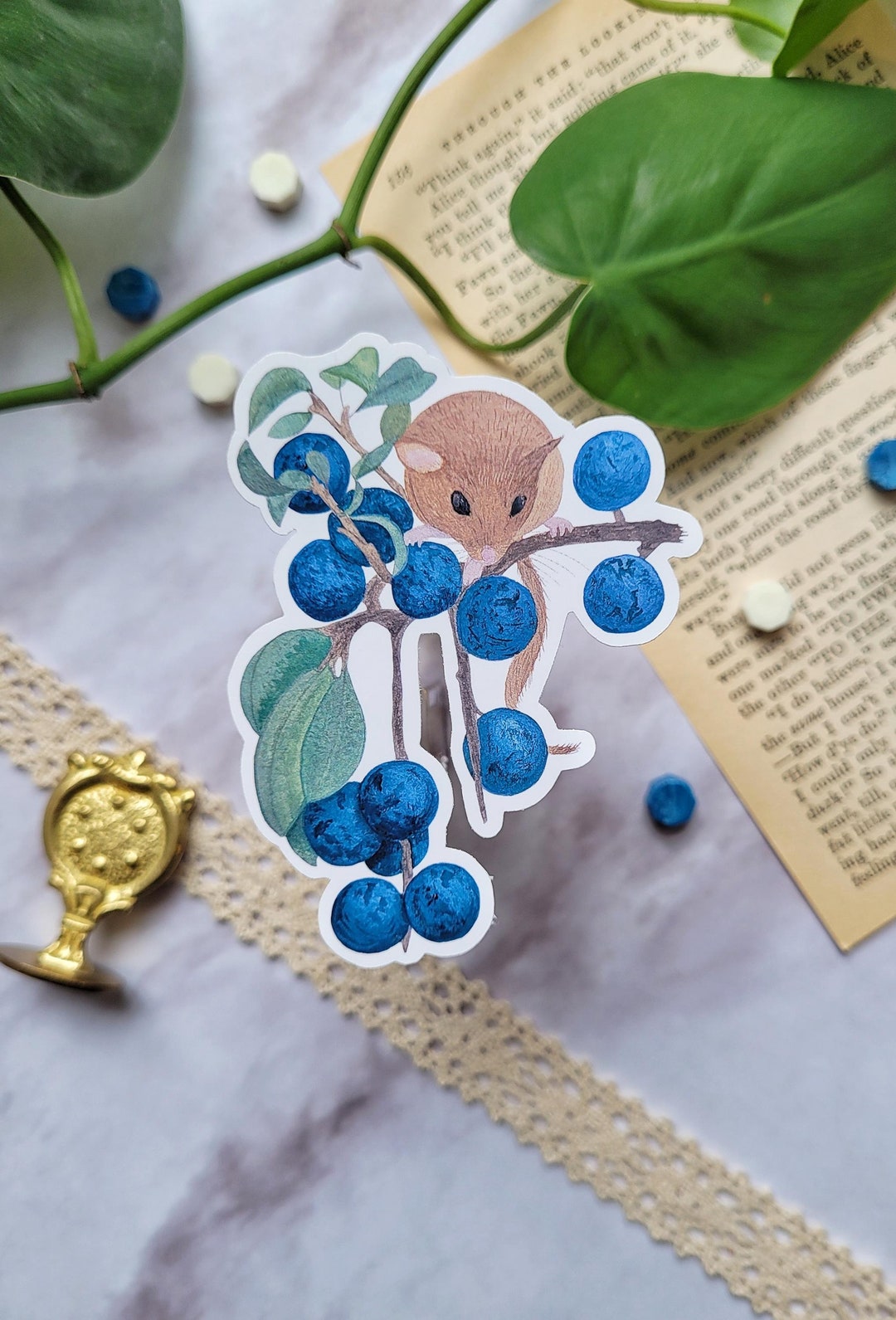 Blueberry Mouse Matte Vinyl Sticker // Illustration, Gouache, Art ...