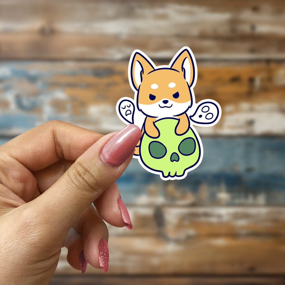 Cute Corgi With Skull - Bujo Planner Water Bottle Car Stickers USA Made ...