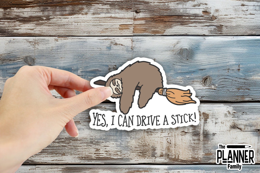 Broom Sloth Funny Cute Bujo Planner Water Bottle Car Stickers USA Made ...