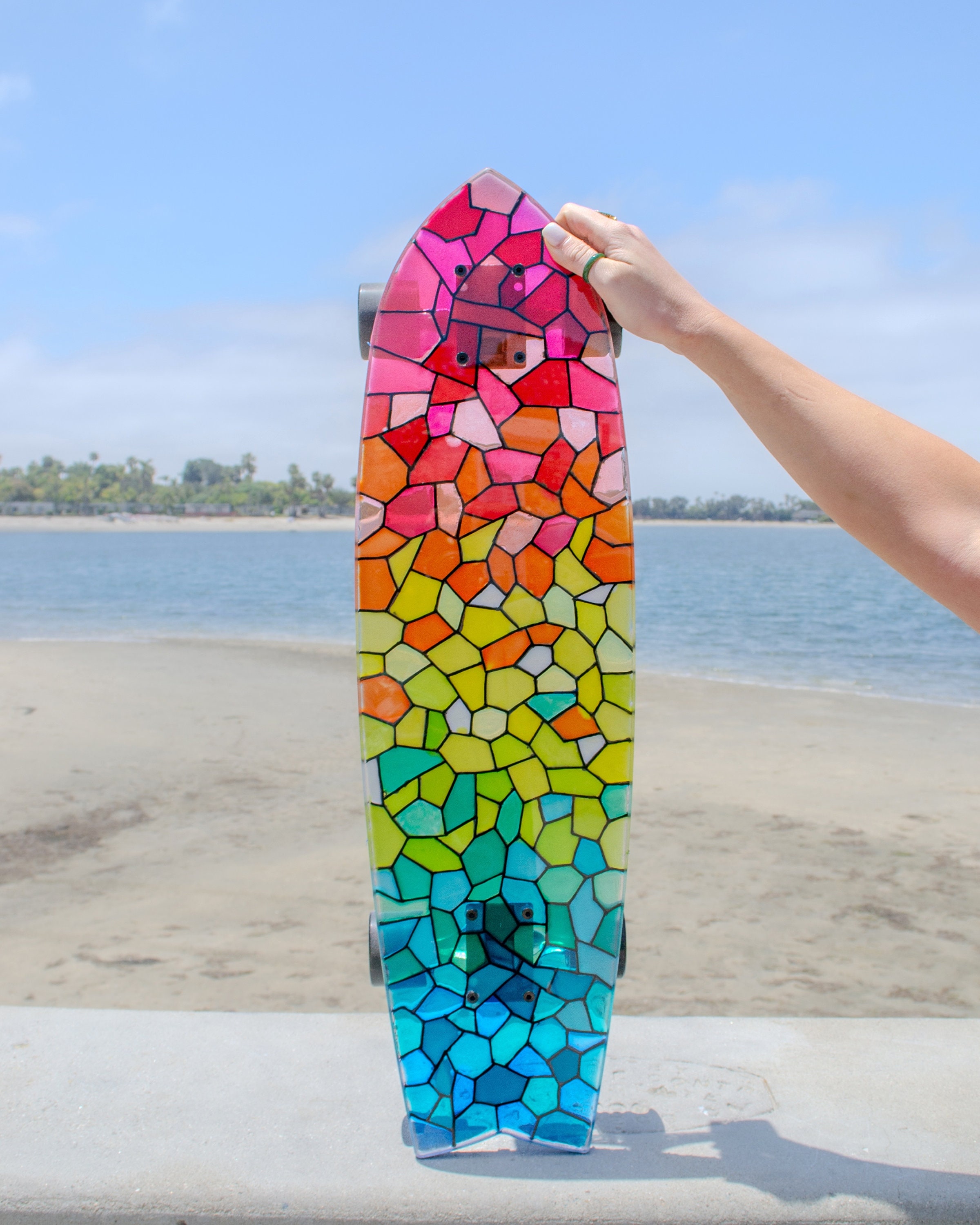 Stained Glass Skateboard, Skateboard Art, Resin Artwork, Clear ...