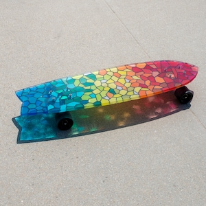 Stained Glass Skateboard, Skateboard Art, Resin Artwork, Clear ...