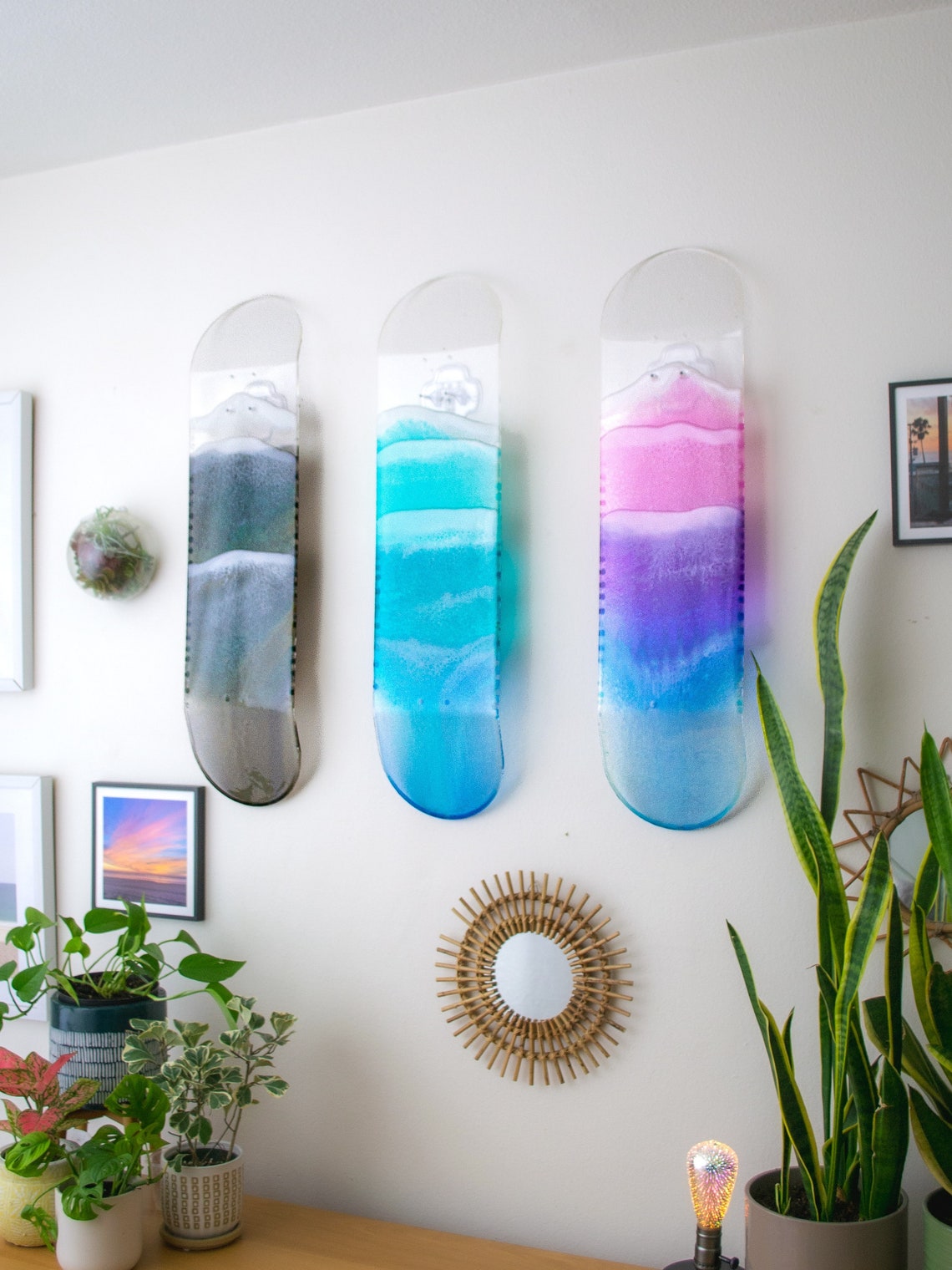 Ocean Skate Deck Art, Acrylic Skateboard, Skateboard Art, Clear ...