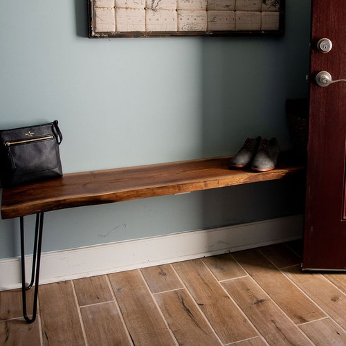 Entryway Bench Shoe Bench Live Edge Walnut Bench Foyer - Etsy