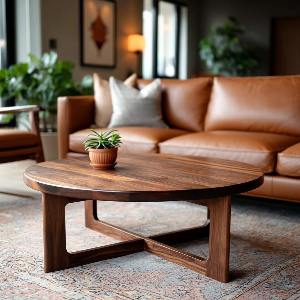 The Rowan Round Coffee Table: Handcrafted Wooden Cocktail Table - Etsy