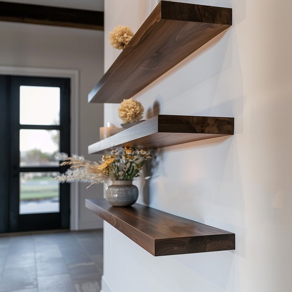 Walnut Floating Shelf Custom Dark Wood Shelf Espresso Wood Handmade Walnut Wall Shelf Black Walnut Shelf Etsy