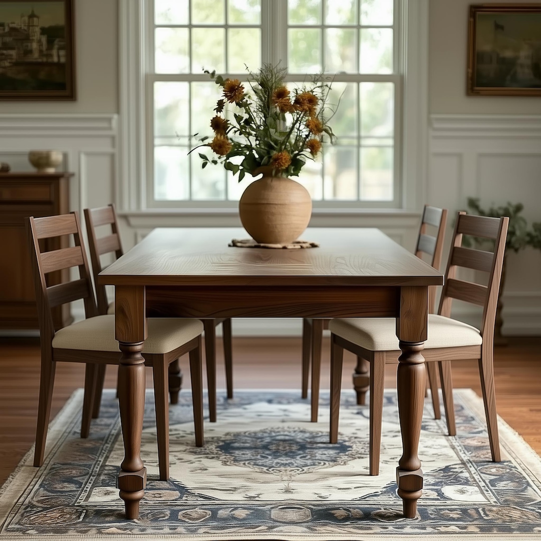 The Breon Dining Table: Handcrafted Solid Wood Design - Etsy