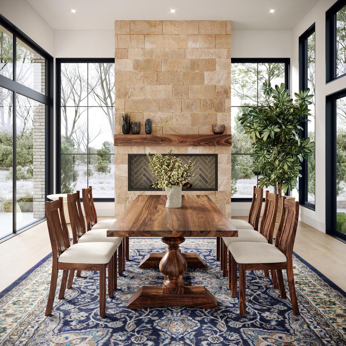 The Benedict Dining Table: Handcrafted Solid Wood Trestle Design - Etsy