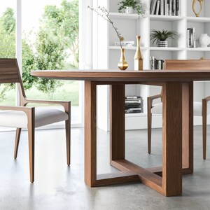 Round Walnut Cross Base Dining Table - Etsy