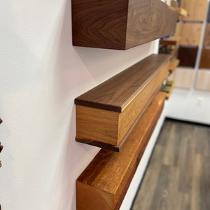 Walnut + Cherry Box Mantel, Box Mantel, Floating Mantel, Wooden ...
