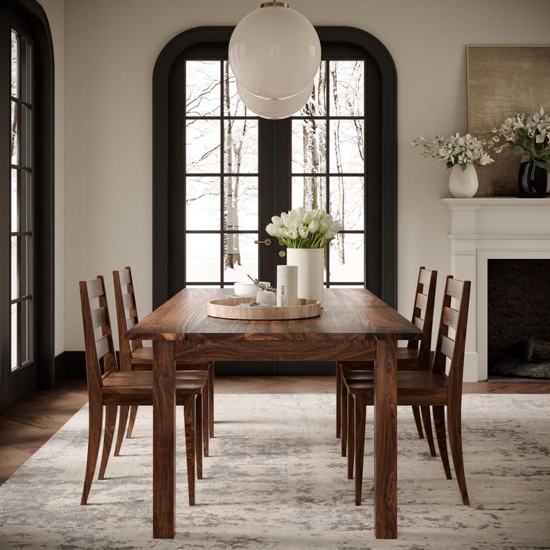 The Piper Dining Table: Handcrafted Solid Wood Farmhouse Design - Etsy