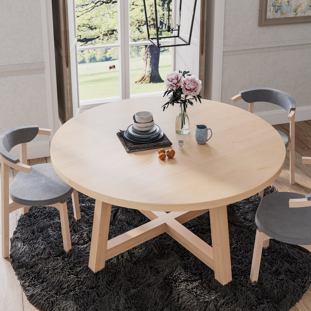 Round Maple Dining Table With Croft Base - Etsy