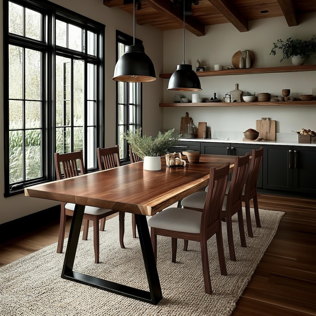The Taber Live Edge Walnut Dining Table: Heirloom Quality Solid Wood - Etsy