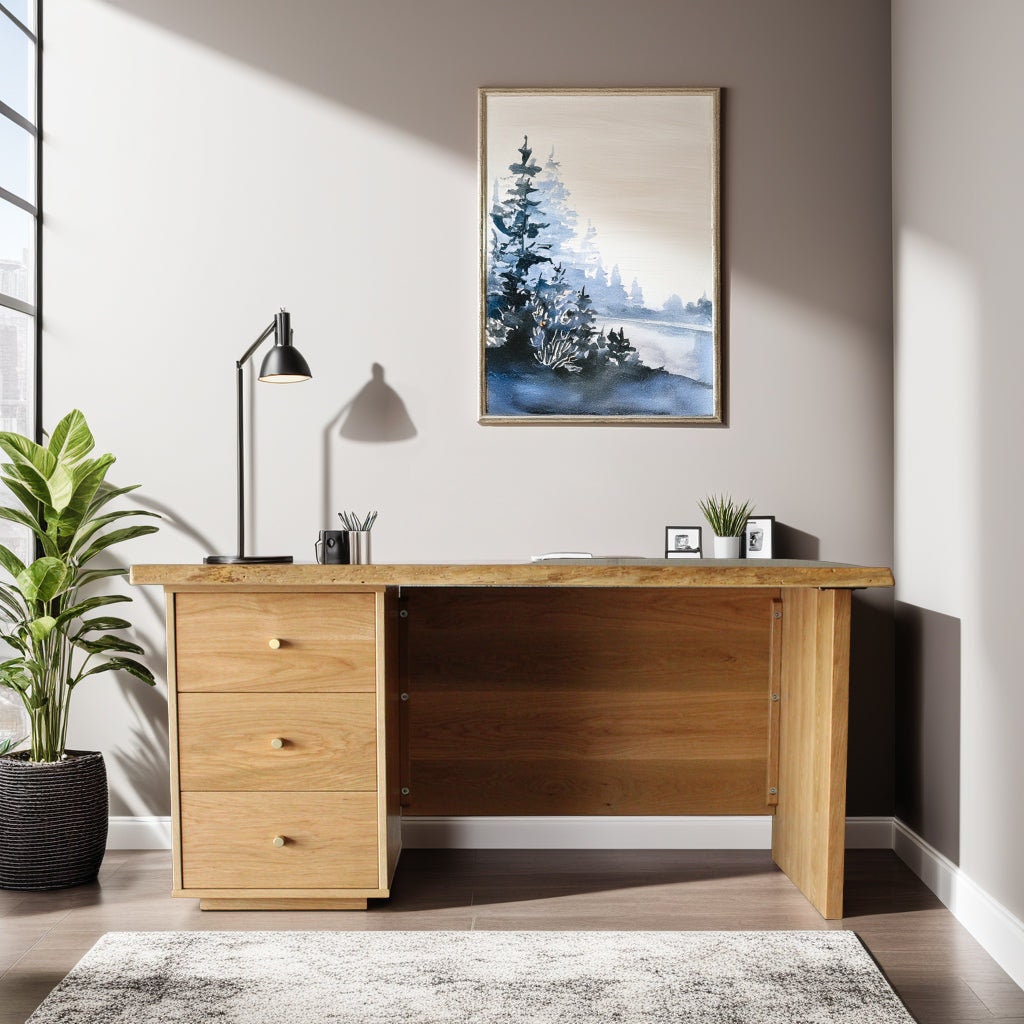 Live edge oak desk store