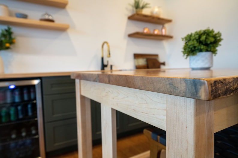 Live Edge Kitchen Island Wooden Island Live Edge Wood - Etsy