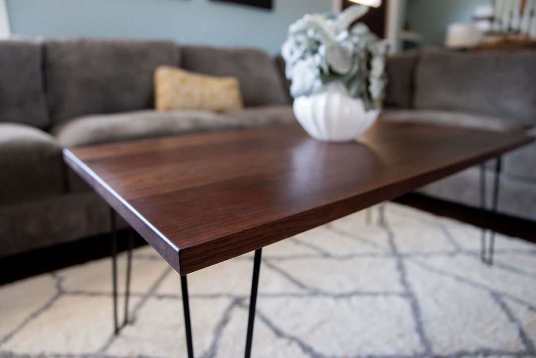 Walnut Coffee Table, Modern Coffee Table, Coffee Table With Metal Legs ...